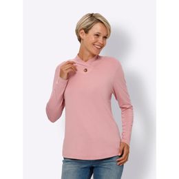 Stehkragenshirt Classic Basics "Stehkragen-Shirt", Damen, Gr. 50, rosa (rosenquarz), 95% Viskose, 5% Elasthan, unifarben, Shirts Stehkragenshirt