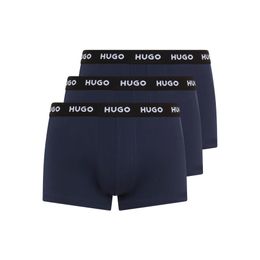 Trunk HUGO UNDERWEAR "TRUNK TRIPLET PACK", Herren, Gr. S (48), blau (navy 410), Jersey, Obermaterial: 95% Baumwolle, 5% Elasthan, k&ouml;rpernah, Unterhosen Trunk