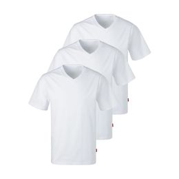 T-Shirt s.Oliver, Herren, Gr. M, wei&szlig;, Jersey, Obermaterial: 100% Baumwolle, unifarben, Basic, bequem h&uuml;ftbedeckend, V-Ausschnitt, abgesteppte Kante, Shirts T-Shirt, in uni, Topseller