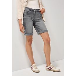 Shorts Cecil "Style Scarlett", Damen, Gr. 34, N-Gr, grau (mid grau used wash), Web, Obermaterial: 78% Baumwolle, 20% Polyester, 2% Elasthan, unifarben, regular fit ca. Mitte Oberschenkel, Hosen Shorts, Sommerhose im Five-Pocket Style
