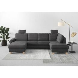 Wohnlandschaft Home Affaire "Summer U-Form", grau, B:314cm H:91cm T:170cm, 100% Polyester, Sofas, Wohnlandschaft, mit oder ohne Bettfunktion und Bettkasten, Cord-Bezug