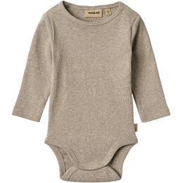 Body Wheat "Rib Body L/S Spencer", Jungen, Gr. 80, N-Gr, gravel melange, Sweatware, Obermaterial: 96% Baumwolle, 4% Elasthan, meliert, regular fit, Rundhals, Bodys Body