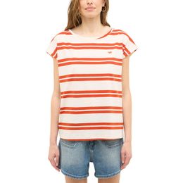 Shirttop Mustang "Style Lesley", Damen, Gr. M, rot (summer stripe rot), Jersey, Obermaterial: 100% Baumwolle, gestreift, figurumspielend, Rundhals, Tops Shirttop