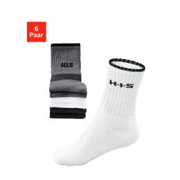H.I.S. Sportsocken H.I.S, Herren, Gr. 35-38, grau (2x wei&szlig;, 2x schwarz, 2x grau meliert), Baumwollmischung, Rippstruktur, uni und meliert, elastisch, Socken Sportsocken, mit Frottee & verst&auml;rkten Belastungszonen