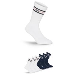 Socken Fila "UNISEX LIFESTYLE PLAIN SOCKS", Damen, Gr. 35-38, blau (wei&szlig; navy), Baumwollmischung, unifarben, normal, Socken Socken, mit eingestricktem Logo