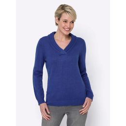V-Ausschnitt-Pullover Classic Basics "Pullover", Damen, Gr. 40, blau (royalblau), 100% Polyacryl, unifarben, Pullover V-Ausschnitt-Pullover