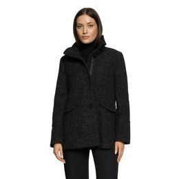 Wolljacke Gil Bret, Damen, Gr. 40, grau (schwarz, grau), Web, Obermaterial: 32% Baumwolle, 27% Polyester, 18% Wolle, 18% Polyacryl, 5% sonstige Fasern, unifarben, gerade Po-bedeckend, Rundhals, Jacken Wolljacke, mit Stehkragen