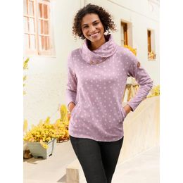 Sweatshirt Casual Looks, Damen, Gr. 44, bunt (mauve, wei&szlig;, bedruckt), 100% Baumwolle, bedruckt, gemustert, mehrfarbig, Sweatshirts Sweatshirt
