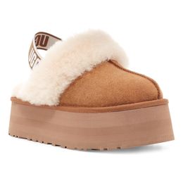 UGG Australia Hausschuh UGG "Funkette", Damen, Gr. 10 (41), chestnut, Lammfell, Veloursleder, Schuhe Hausschuh, mit modischer Plateausohle