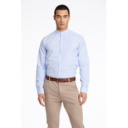 Langarmhemd LINDBERGH, Herren, Gr. XL, N-Gr, blau (lt blau mix), Stoff, Obermaterial: 97% Baumwolle, 3% Elasthan, slim fit normal, Rundhals, mit Kn&ouml;pfen 2-Knopf-Manschette mit Kn&ouml;pfen, Hemden Langarmhemd, mit Stehkagen