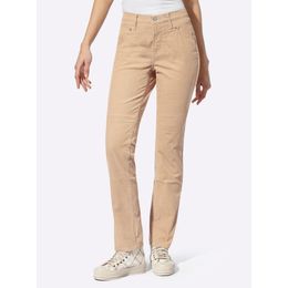 Cordhose Heine, Damen, Gr. 42, Normalgr&ouml;&szlig;en, braun (camel), 98% Baumwolle, 2% Elasthan, unifarben, lang, Hosen Cordhose