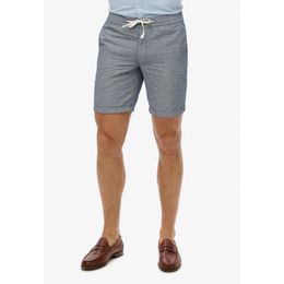 Shorts Superdry "MERCHANT LINEN SHORT", Herren, Gr. L, N-Gr, blau (navy stripe), Web, Obermaterial: 52% Leinen, 48% Baumwolle, gestreift, straight fit knielang, Hosen Shorts
