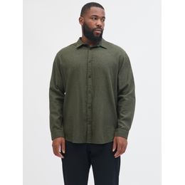 Jack & Jones PlusSize Langarmhemd "JJECLASSIC MELANGE SHIRT L/S SN PLS", Herren, Gr. 6XL, N-Gr, rosin, Web, Obermaterial: 100% Baumwolle, JACK & JONES PLUSSIZE, unifarben, regular fit, Hemden Langarmhemd