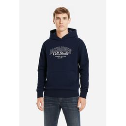 Jack & Jones Kapuzensweatshirt JACK & JONES JUNIOR "JJMAKOTO SWEAT HOOD JNR", Jungen, Gr. 128, blau (sky captain print:big print), angeraute Sweatware, Obermaterial: 60% Baumwolle, 40% Polyester, bedruckt, regular fit, Rippb&uuml;ndchen, Sweatshirts Kapuzensweatshirt