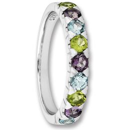 Silberring ONE ELEMENT "Amethyst & Peridot & Blau Topas Ring aus 925 Silber" Gr. 52, silber, Fingerringe, Damen, 52, Silber 925 (Sterlingsilber), Silberring