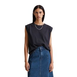Marc O'Polo T-Shirt MARC O'POLO DENIM, Damen, Gr. L, blau (blau depths), Single Jersey, Obermaterial: 100% Baumwolle, relaxed fit, Rundhals, Shirts T-Shirt, relaxed, Schulterpartie in Falten gelegt