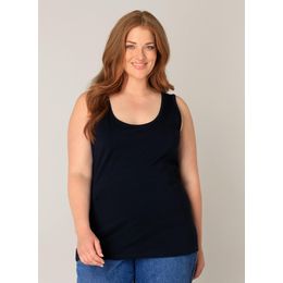 Tanktop Base Level Curvy, Damen, Gr. 54/56, blau (dunkelblau), Jersey, Obermaterial: 94% Baumwolle, 6% Elasthan, unifarben, normal h&uuml;ftbedeckend, Rundhals, Tops Tanktop, in gro&szlig;en Gr&ouml;&szlig;en