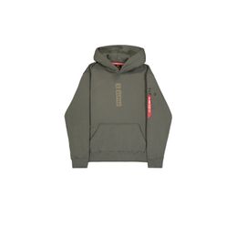 Hoodie Alpha Industries "Alpha Puff Print Hoodie", Herren, Gr. M, gr&uuml;n (schwarz olive), Obermaterial: 80% Baumwolle, 20% Polyester, regular fit, Sweatshirts Hoodie