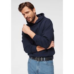 Kapuzensweatshirt Fruit of the Loom, Herren, Gr. S (40/42), blau (marine), angeraute Sweatware, Obermaterial: 80% Baumwolle, 20% Polyester, unifarben, normal h&uuml;ftbedeckend, Rundhals, Rippb&uuml;ndchen, Sweatshirts Kapuzensweatshirt, mit K&auml;ngurutasche