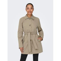 Jacqueline de Yong Trenchcoat JDY "JDYISADORA TRENCHCOAT OTW HAB NOOS", Damen, Gr. L, braun (weatherot teak), Web, Obermaterial: 100% Polyester, unifarben, ca. Mitte Oberschenkel, Rundhals, M&auml;ntel Trenchcoat, mit Bindeg&uuml;rtel in der Taille