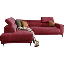 Ecksofa Alina "Hikari", rot (rubinrot gct 87), B:276cm H:102cm T:210cm, Cord GCT (92% Polyester, 8% Nylon), Sofas, Ecksofa, wahlweise mit Sitzvorzug, in modernem Cordstoff, Breite 276 cm