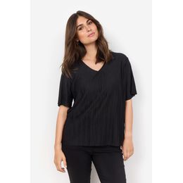 V-Shirt soyaconcept "SC-KIRIT 19", Damen, Gr. L, schwarz (9999 schwarz), Single Jersey, Obermaterial: 65% Polyester, 35% Viskose, unifarben, V-Ausschnitt, Shirts V-Shirt