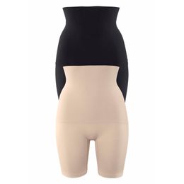 Formpants Petite Fleur, Damen, Gr. 36/38, schwarz (beige, schwarz), Obermaterial: 65% Baumwolle, 20% Elasthan, 15% Polyamid, unifarben, k&ouml;rpernah, Unterhosen Formpants, mit bodyforming Effekt, Shape wear