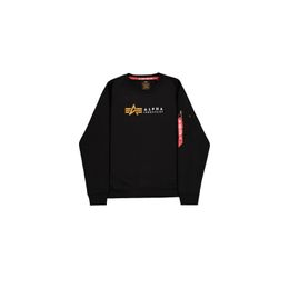 Sweater Alpha Industries "Alpha Label Sweatshirt", Herren, Gr. S, schwarz, Obermaterial: 80% Baumwolle, 20% Polyester, regular fit, Sweatshirts Sweater
