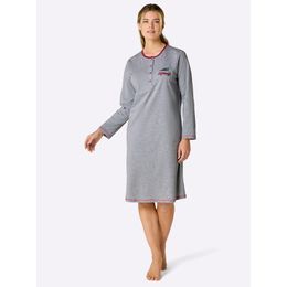 Sleepshirt Comtessa "Sleepshirt", Damen, Gr. 40/42, Normalgr&ouml;&szlig;en, bunt (grau, meliert, rot), 100% Baumwolle, 93% Baumwolle, 7% Polyester, bedruckt, gemustert, Kleider Sleepshirt