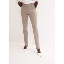 Stretch-Hose bonprix "Stretch-Hose in Schlupfform", Damen, Gr. 50, N-Gr, braun (taupe), Obermaterial: 73% Viskose, 23% Polyamid, 4% Elasthan, slim fit, Hosen Stretch-Hose, aus Viskose, Slim Fit Passform, Schlupfform mit G&uuml;rtelschlaufen