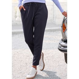 Schlupfhose Lascana, Damen, Gr. 44, N-Gr, blau (marine), Jersey, Obermaterial: 86% Polyester, 10% Viskose, 4% Elasthan, unifarben, figurumspielend kn&ouml;chellang, Hosen Schlupfhose, mit Taschen, Jogginghose, casual-sportlich, Jerseyhose, Topseller
