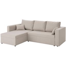 Ecksofa Home Affaire "Pur L-Form", beige, B:224cm H:87cm T:160cm, Struktur (100% Polyester);100% Polyester Melrose;Luxus-Microfaser Nubuk (100% Polyester), Sofas, Ecksofa, wahlweise mit Bettfunktion