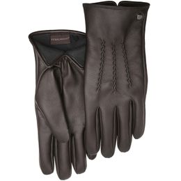 Lederhandschuhe Pearlwood "Gates", Damen, Gr. 8,5, braun (schwarz braun), Schafsleder, Biesen, unifarben, Handschuhe Lederhandschuhe, weiches Innenfutter aus Fleece