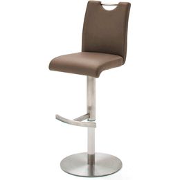 Bistrostuhl MCA furniture "ALESI Barstuhl Tresenstuhl Barhocker", braun (cappuccino, edelstahl geb&uuml;rstet, cappuccino), B:42cm H:91cm T:51cm, Kunstleder, St&uuml;hle, Bistrostuhl, mit R&uuml;ckenlehne, 360 drehbar, Sitzh&ouml;he einstellbar von 56-81 cm