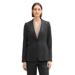 Jackenblazer Tom Tailor, Damen, Gr. 38, grau (salt and pepper structure), Obermaterial: 72% Polyester, 27% Viskose, 1% Elasthan. Futter: 100% Polyester, gemustert, regular fit taillenbedeckt, ohne Ausschnitt, gerader Abschluss, Blazer Jackenblazer, mit Reverskragen