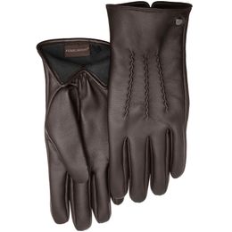 Lederhandschuhe Pearlwood "Gates", Damen, Gr. 9, braun (schwarz braun), Schafsleder, Biesen, unifarben, Handschuhe Lederhandschuhe, weiches Innenfutter aus Fleece