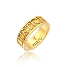 Silberring Kuzzoi "Ring Herren Bandring Schriftzug 925 Silber" Gr. 64, gold, Fingerringe, Damen, 64, Silber 925 (Sterlingsilber), Silberring