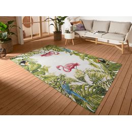 Outdoorteppich Hanse Home "Tropical Birds", bunt, B:160cm H:3mm L:235cm, Polyester, Polypropylen (PP), Teppiche, Outdoorteppich, In-& Outdoor, Teppich, Wetterfest, Balkon, Garten, Wohnzimmer, Floral