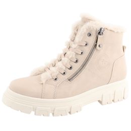 Winterboots Tom Tailor, Damen, Gr. 38, beige (creme), Lederimitat, Schuhe Winterboots, Plateauboots, Winterboots mit Zierrei&szlig;verschluss
