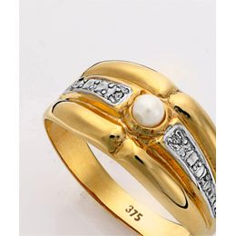 Fingerring Lady Gr. 21, gold (gelbgold 375), Fingerringe, Damen, 21, Gold Metall Perlen, Gold, Metall, Perlen, Fingerring