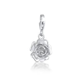 Charm-Einh&auml;nger NENALINA "Charm Anh&auml;nger Rose Blume Floral Bl&uuml;te 925 Silber" Gr. 25, silber, Charms, Damen, Blacklist, Silber 925 (Sterlingsilber), Charm-Einh&auml;nger