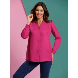 Longbluse Classic Basics, Damen, Gr. 46, pink, 100% Polyester, unifarben, V-Ausschnitt, Blusen Longbluse