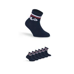 Kurzsocken Fila "JUNIOR UNISEX QUARTER PLAIN SOCKS", M&auml;dchen, Gr. 27-30, blau (navy), Baumwollmischung, normal, Socken Kurzsocken, mit eingestricktem Logo im B&uuml;ndchen, Kindersocken, Topseller