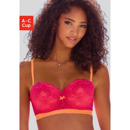 Push-up-BH Vivance, Damen, Gr. 80, Cup B, pink, Spitze, Obermaterial: 70% Polyamid, 20% Polyester, 10% Elasthan, BHs Push-up-BH, mit B&uuml;gel und mit 4 Tragevarianten, Multiway-BH, Dessous