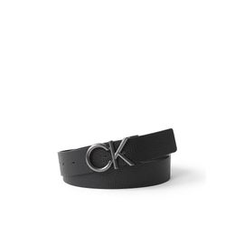 Lederg&uuml;rtel Calvin Klein "CK HALLMARK LOGO 35MM ADJ", Herren, Gr. 105, schwarz (schwarz, matte gunmetal), Rindsleder, unifarben, G&uuml;rtel Lederg&uuml;rtel