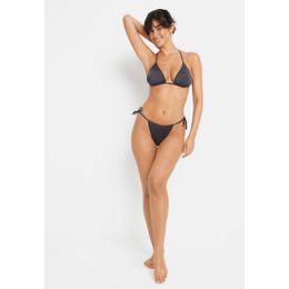 Triangel-Bikini-Top LSCN BY LASCANA "Nele", Damen, Gr. 38, Cup A/B, grau (anthrazit), Polyamid, leicht gl&auml;nzend, unifarben, Bikini-Oberteile Triangel-Bikini-Top, mit gl&auml;nzender Beschichtung