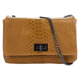 Umh&auml;ngetasche CLUTY, Damen, Gr. B/H/T: 18cm x 13cm x 5cm onesize, braun (cognac), Leder, Taschen Umh&auml;ngetasche, echt Leder, Made in Italy