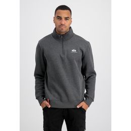 Sweater Alpha Industries "Half Zip Sweatshirt SL", Herren, Gr. S, grau (charcoal heather, wei&szlig;), Obermaterial: 80% Baumwolle, 20% Polyester, regular fit, Sweatshirts Sweater