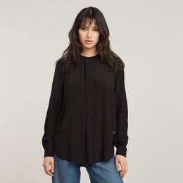 G-Star Raw Langarmbluse G-STAR "Half Placket Top ls wmn", Damen, Gr. XS, schwarz (dk schwarz), Web, Obermaterial: 100% Viskose, unifarben, regular fit, Rundhals, mit Knopf, Blusen Langarmbluse, mit verdeckter Knopfleiste