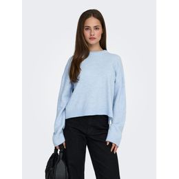 Rundhalspullover Only "ONLSIMONI L/S O-NECK PULLOVER KNT NOOS", Damen, Gr. XL, cashmere blau detail:melange, Strick, Obermaterial: 74% Polyacryl, 24% Polyester, 2% Elasthan, meliert, regular fit normal, Rundhals, Pullover Rundhalspullover, Materialmix, regular fit